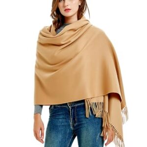 Novawo Wool Shawl Large Thick Pashmina Travel Scarf Winter Wraps for Women