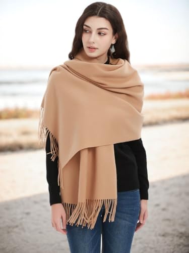 Novawo Wool Shawl Large Thick Pashmina Travel Scarf Winter Wraps for Women