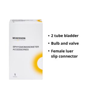 McKesson LUMEON Replacement Blood Pressure Cuff with Bulb and Valve, Nylon Cuff, 2-Tube Bladder, Burgundy, Adult Large, Gauge Not Included, 1 Count