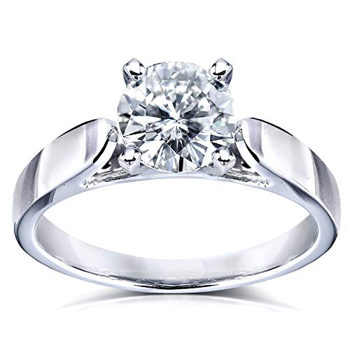 Kobelli Round Moissanite Solitaire Engagement Ring 1 CTW 14k White Gold, Size 7, White Gold