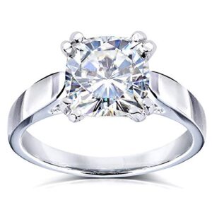 kobelli cushion-cut moissanite solitaire engagement ring 2 ctw 14k white gold, size 6