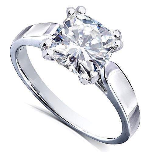 Kobelli Cushion-cut Moissanite Solitaire Engagement Ring 2 CTW 14k White Gold, Size 7