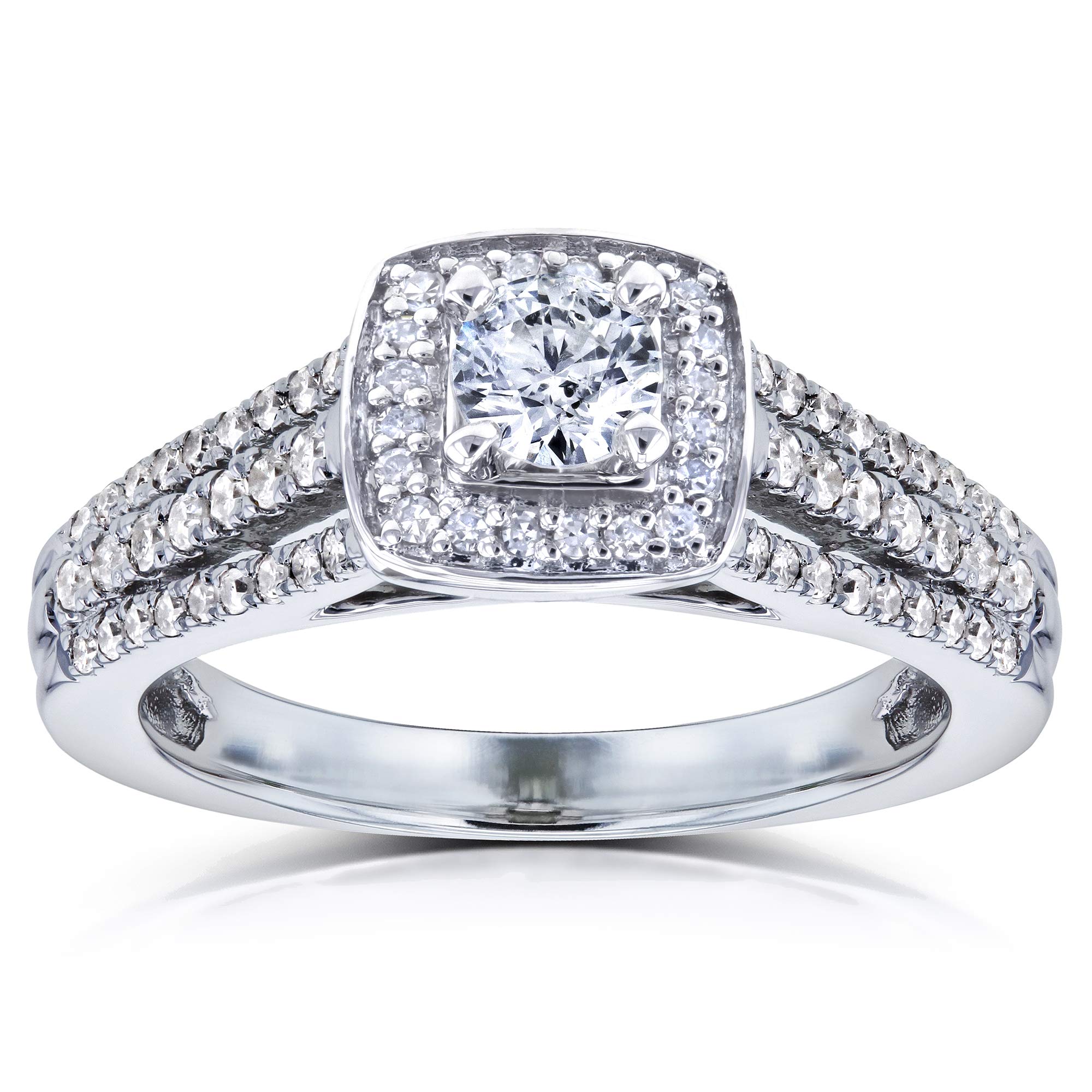 Kobelli Diamond Engagement Ring 1/2 Carat TDW Multirow Halo 14k White Gold