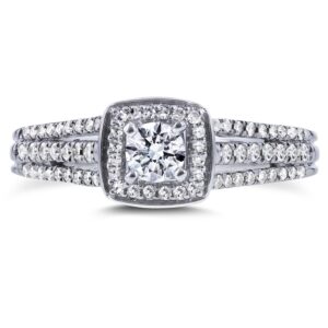 Kobelli Diamond Engagement Ring 1/2 Carat TDW Multirow Halo 14k White Gold