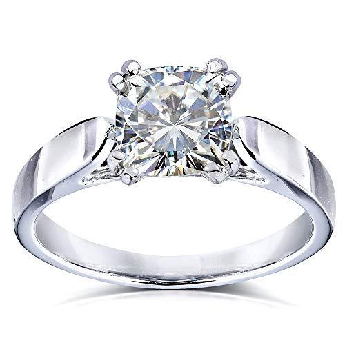 Kobelli Cushion-cut Moissanite Solitaire Engagement Ring 1 1/10 Carat 14k White Gold, Size 6.5