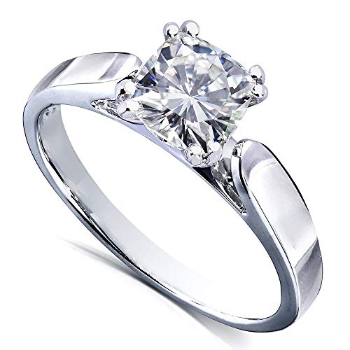 Kobelli Cushion-cut Moissanite Solitaire Engagement Ring 1 1/10 Carat 14k White Gold, Size 6.5