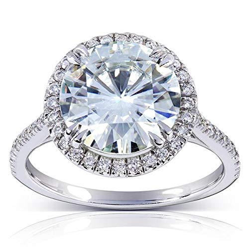 Kobelli Round-cut Moissanite Engagement Ring 3 1/3 CTW 14k White Gold (9.5mm), Size 4, White Gold