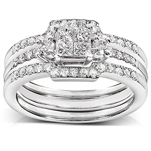 Kobelli Diamond Engagement Ring and Wedding Band Set 1/2 carat (ctw) in 14k White Gold (3 Piece Set), Size 5, White Gold