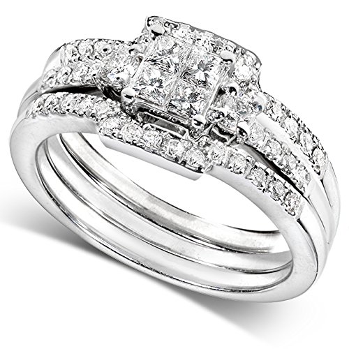 Kobelli Diamond Engagement Ring and Wedding Band Set 1/2 carat (ctw) in 14k White Gold (3 Piece Set), Size 5, White Gold