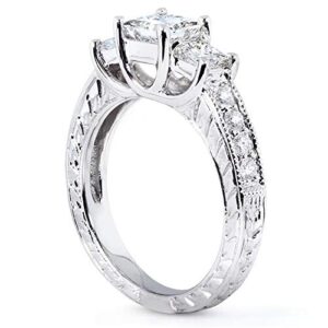 Kobelli Princess Diamond Wedding Ring Set 1 7/8 carats (ctw) in 14K White Gold (3 Piece Set), Size 8.5, White Gold