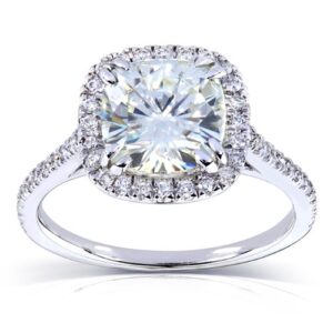 kobelli cushion-cut moissanite engagement ring 2 1/4 ctw 14k white gold (7.5mm)