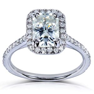 kobelli radiant-cut moissanite engagement ring 1 2/5 ctw 14k white gold, size 9, white gold