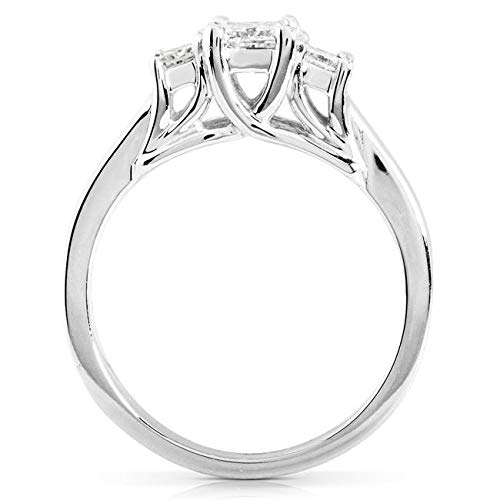 Kobelli Three-Stone Diamond Engagement Ring and Wedding Band Set 4/5 carat (ctw) in 14k White Gold, Size 7, White Gold