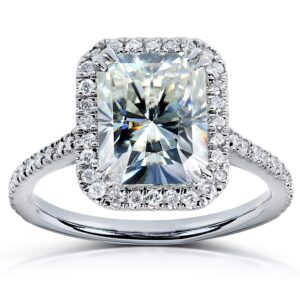 kobelli radiant-cut moissanite engagement ring 3 ctw 14k white gold, size 5.5, white gold