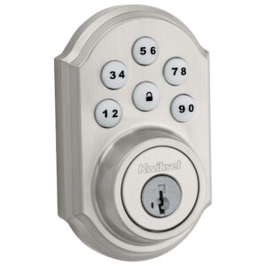 kwikset 99090-018 smartcode keyless electronic keypad deadbolt, smartkey re-key security, pack of 1, satin nickel