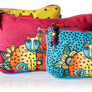 Laurel Burch Cosmetic Bag Set, Feline Clan, 3-Pack