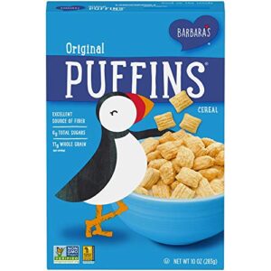 barbara's puffins original cereal, non-gmo, vegan, 10 oz box (pack of 6)