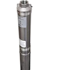 Hallmark Industries MA0343X-4 Deep Well Submersible Pump, 1/2 hp, 110V, 60 Hz, 25 GPM, 150' Head, Stainless Steel, 4"