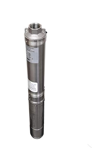 Hallmark Industries MA0343X-4 Deep Well Submersible Pump, 1/2 hp, 110V, 60 Hz, 25 GPM, 150' Head, Stainless Steel, 4"