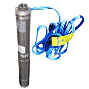 Hallmark Industries MA0343X-4 Deep Well Submersible Pump, 1/2 hp, 110V, 60 Hz, 25 GPM, 150' Head, Stainless Steel, 4"