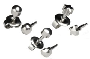 ear piercing earrings silver 3 pairs of 4mm 16ga thick post stainless steel shapes studs hypoallergenic