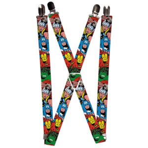 buckle-down mens marvel comics suspenders - 1.0"- avengers superheroes close-up suspenders, multicolor, 3.5 x 2.5 us