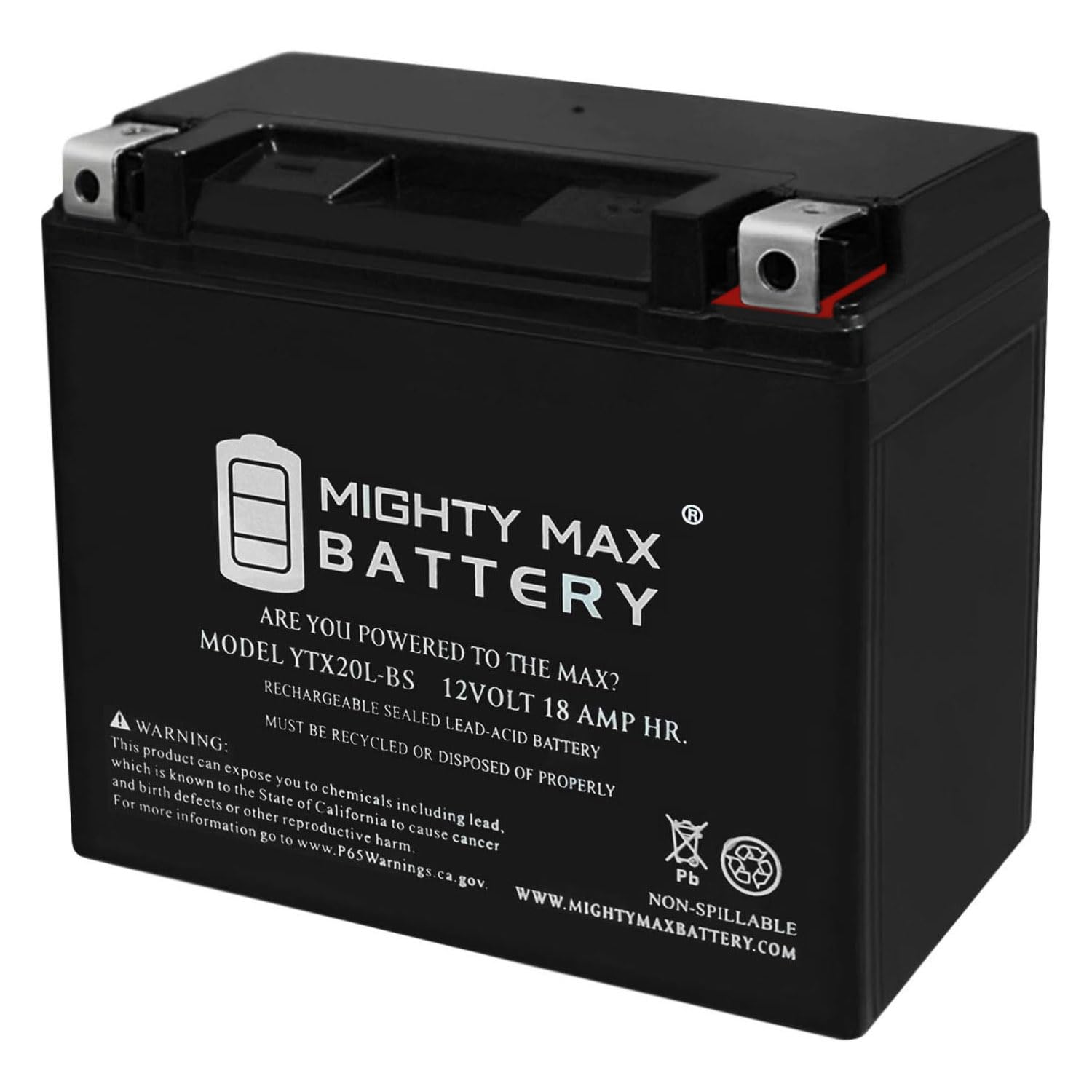 Mighty Max Battery YTX20L-BS Replaces Kawasaki Jet Ski JT1500B, C, 250X, Ultra LX 07-'09