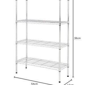 Amazon Basics 4-Shelf Adjustable, Heavy Duty Wide Storage Shelving Unit (350 lbs loading capacity per shelf), Steel Organizer Wire Rack, 36" L x 14" W x 54" H, Chrome Silver