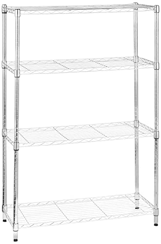 Amazon Basics 4-Shelf Adjustable, Heavy Duty Wide Storage Shelving Unit (350 lbs loading capacity per shelf), Steel Organizer Wire Rack, 36" L x 14" W x 54" H, Chrome Silver