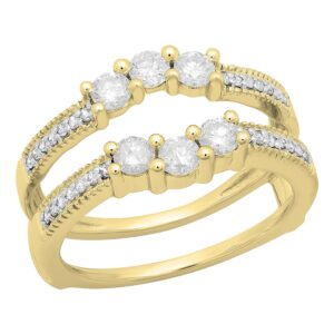 dazzlingrock collection round white diamond anniversary 3 stone enhancer ring for women (0.80 ctw) in 14k yellow gold size 7.5