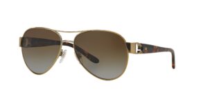 ralph by ralph lauren women's rl7047q aviator sunglasses, shiny pale gold/gradient brown polarized, 58 mm