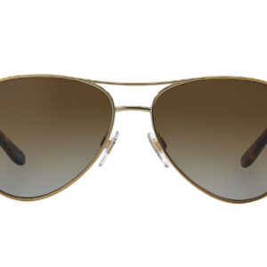 Ralph by Ralph Lauren Women's RL7047Q Aviator Sunglasses, Shiny Pale Gold/Gradient Brown Polarized, 58 mm