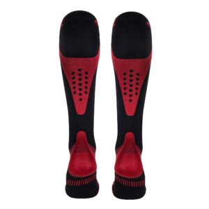 CSX 20-30 mmHg Compression Socks for Men and Women, Knee High, Recovery Support, Athletic Sport Fit, Red on Black, Medium