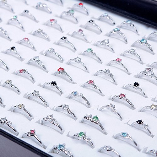 Woman Wholesale Lots 30pcs Rhinestone Assorted Silver Plated Ring