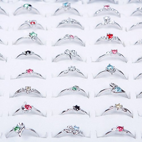 Woman Wholesale Lots 30pcs Rhinestone Assorted Silver Plated Ring