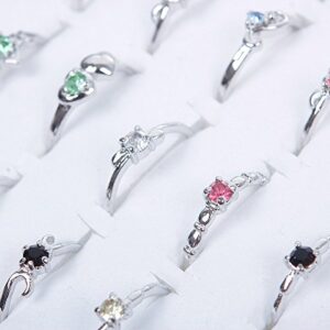 Woman Wholesale Lots 30pcs Rhinestone Assorted Silver Plated Ring