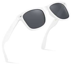 retro rewind classic sunglasses, white | smoke polarized