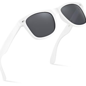 Retro Rewind Classic Sunglasses, White | Smoke Polarized