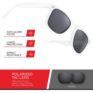 Retro Rewind Classic Sunglasses, White | Smoke Polarized