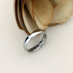 Prime Pristine Free Engraving Personalized Stainless Steel Wedding Band Ring 4MM High Polished Classy Domed Ring SZ:7