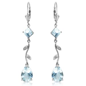 Galaxy Gold GG 14k White Gold Chandelier Earrings with Diamonds and Aquamarines