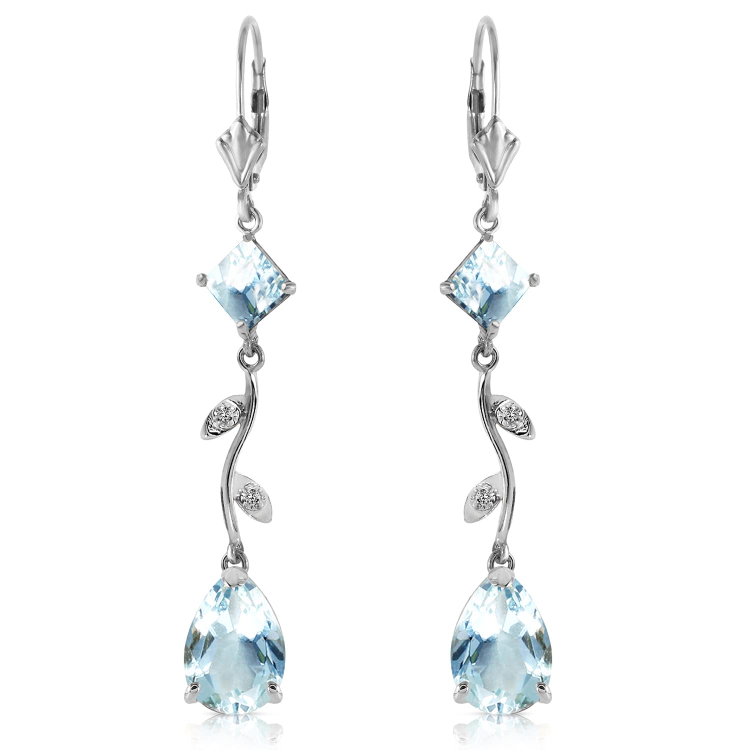 Galaxy Gold GG 14k White Gold Chandelier Earrings with Diamonds and Aquamarines