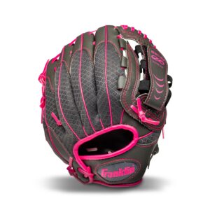 franklin sports kids baseball glove - youth baseball, softball + tball glove for boys + girls - shok sorb glove - right hand throw - pink - 10.5"