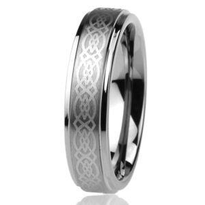 Prime Pristine Free Engraving Personalized Titanium Comfort Fit Wedding Band Ring 6mm Celtic Knot Design Ring-Size 13