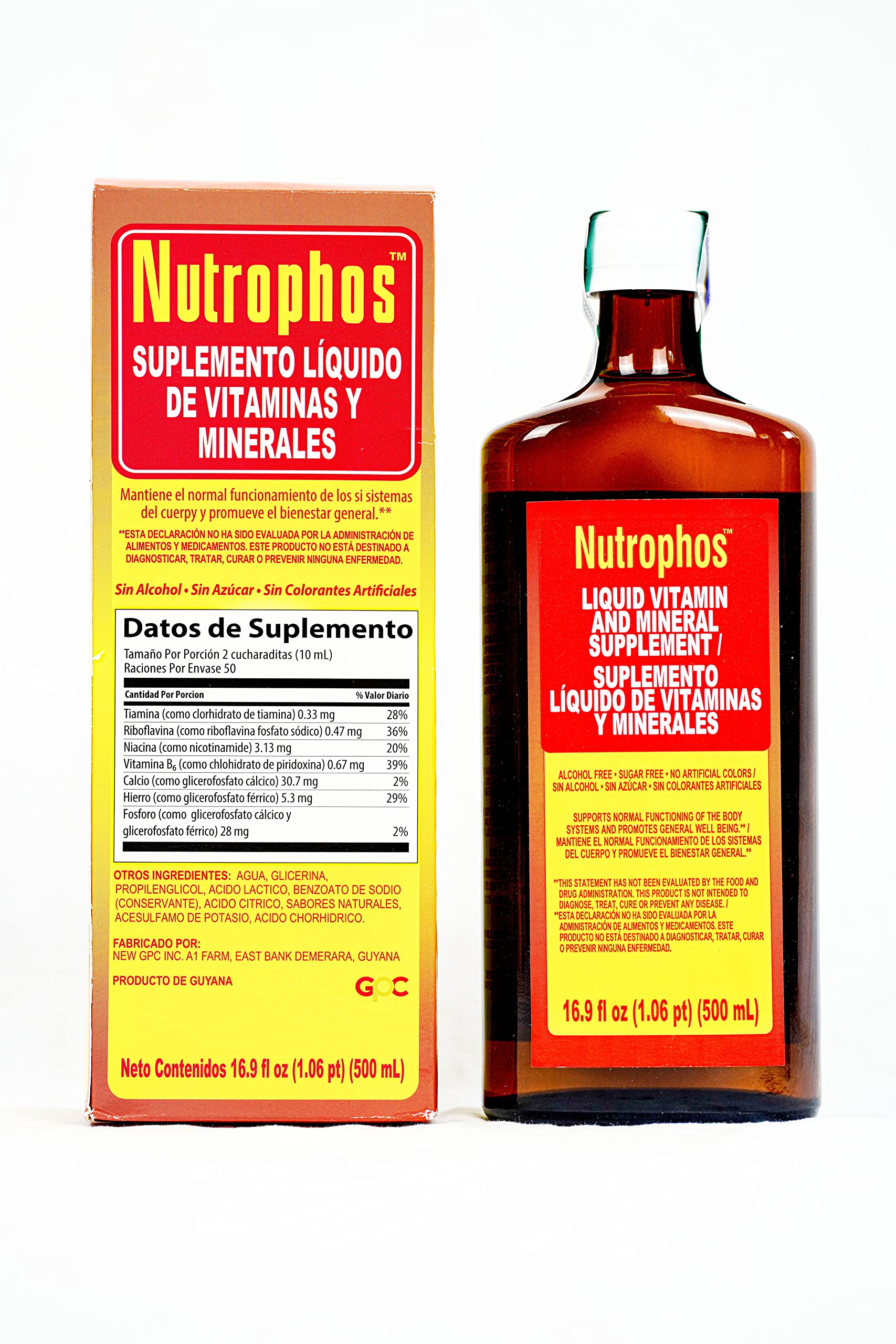 Nutrophos Liquid Vitamin and Mineral Supplement - Supports Normal Functioning of the Body Systems and Promotes General Well Being - 16.9 fl oz