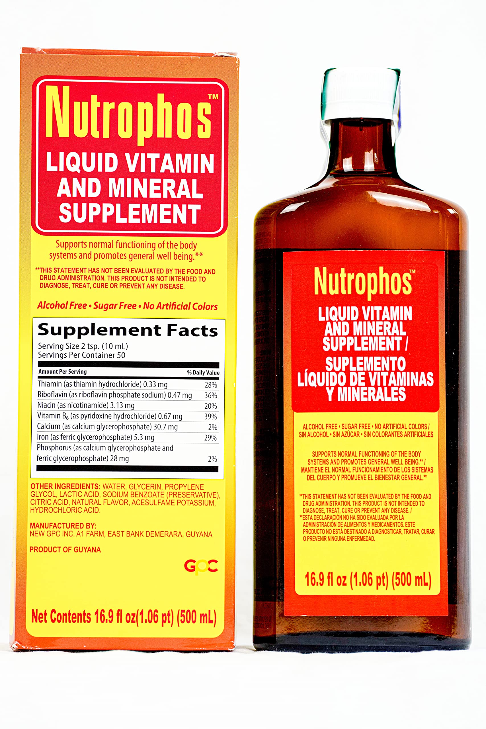 Nutrophos Liquid Vitamin and Mineral Supplement - Supports Normal Functioning of the Body Systems and Promotes General Well Being - 16.9 fl oz