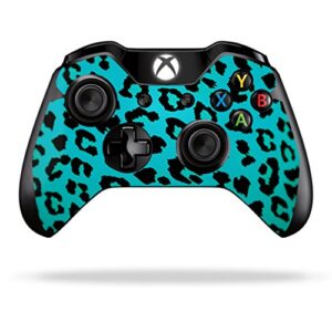 mightyskins skin compatible with microsoft xbox one or one s controller - teal leopard | protective, durable, and unique vinyl wrap cover | easy to apply, remove, and change styles | made in the usa