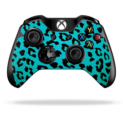 MightySkins Skin Compatible with Microsoft Xbox One or One S Controller - Teal Leopard | Protective, Durable, and Unique Vinyl wrap Cover | Easy to Apply, Remove, and Change Styles | Made in The USA