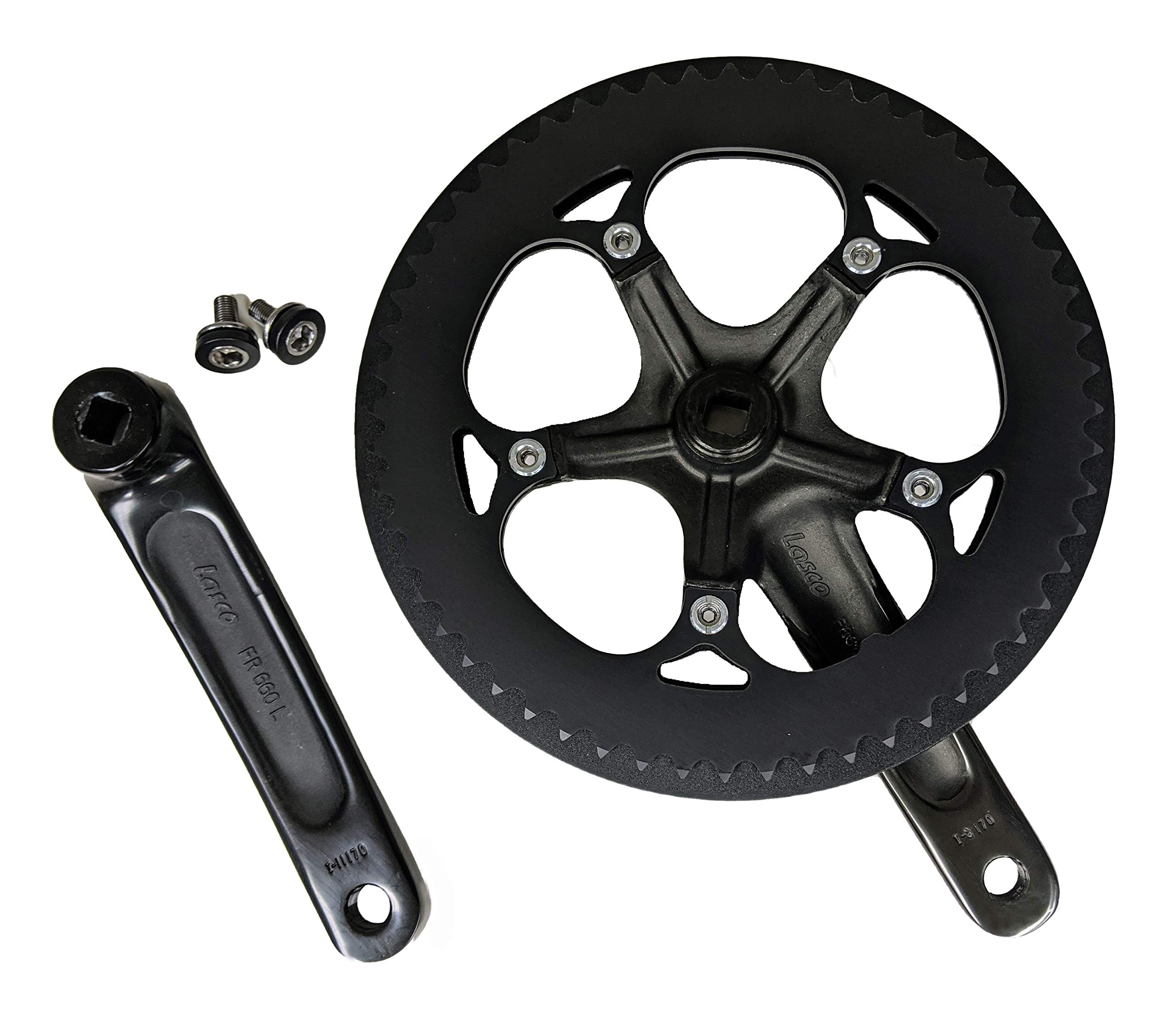 Lasco 56T Forged Crankset with 170mm Forged Arms CNC Aluminum Chaingard for ebikes, electric and folding bicycles