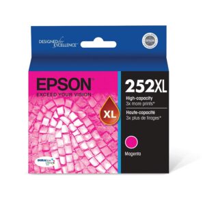 epson 252 durabrite ultra ink high capacity magenta cartridge (t252xl320-s) works with workforce wf-3620, wf-3640, wf-7110, wf-7610, wf-7620, wf-7710, wf-7720, wf-7210